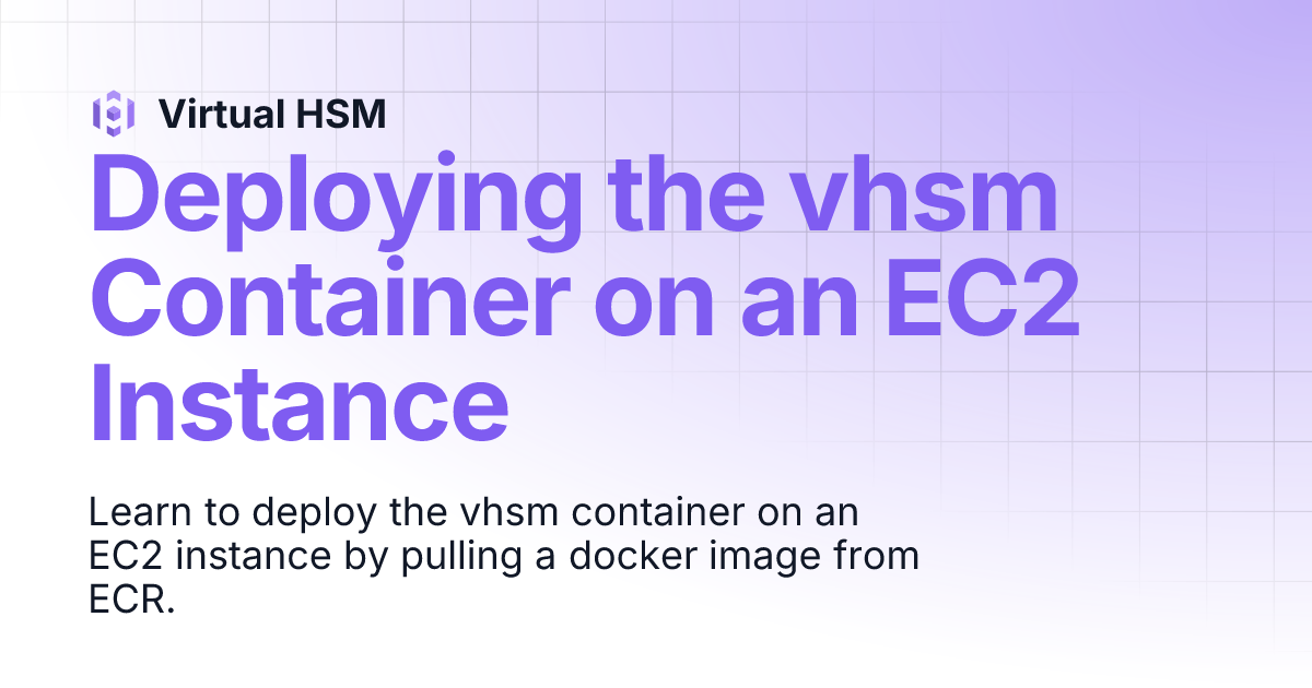 Deploying the vhsm Container on an EC2 Instance | Virtual HSM