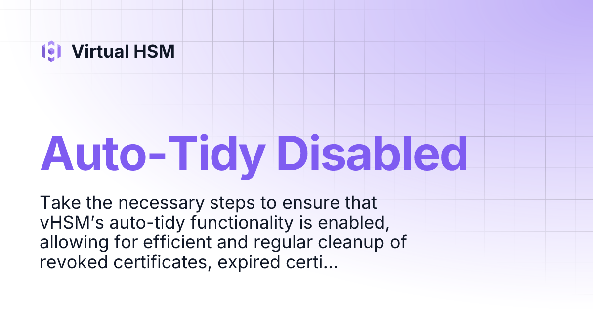 Auto-Tidy Disabled | Virtual HSM