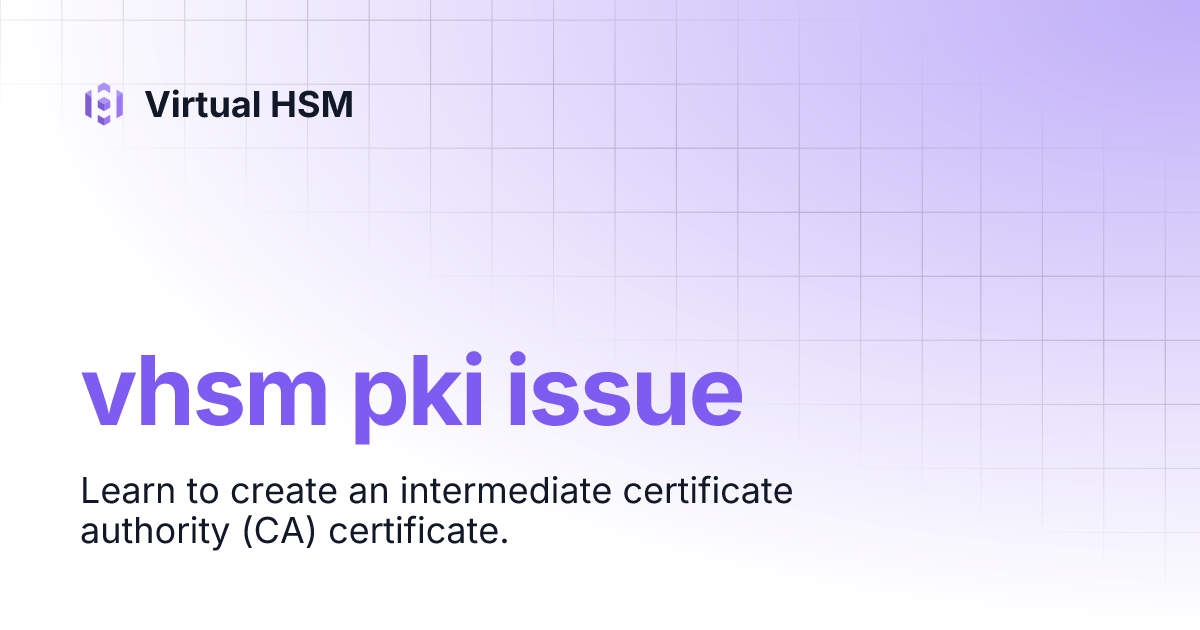 vhsm pki issue | Virtual HSM