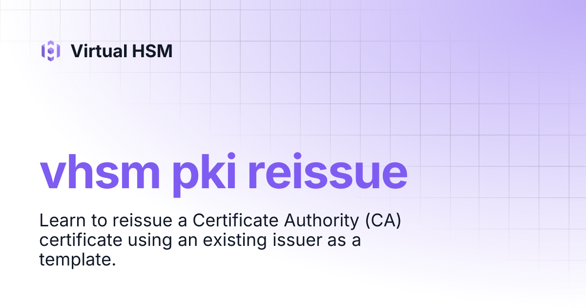 vhsm pki reissue | Virtual HSM